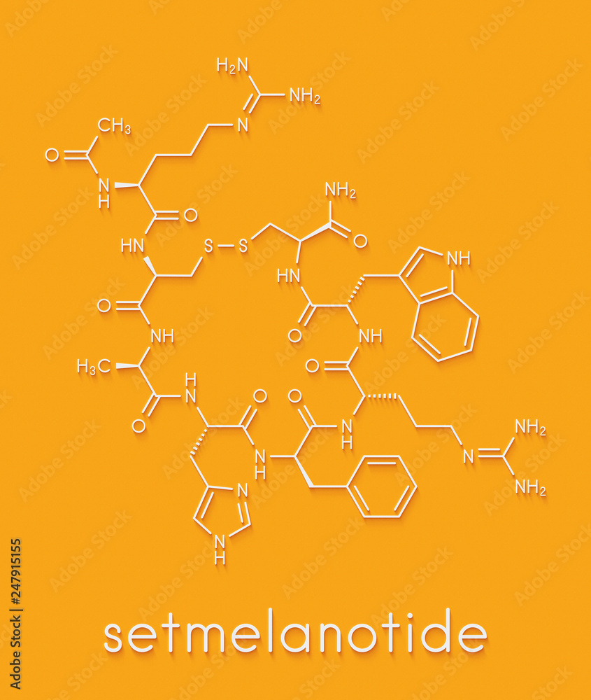 Setmelanotide drug molecule (MC4 receptor agonist). Skeletal formula ...