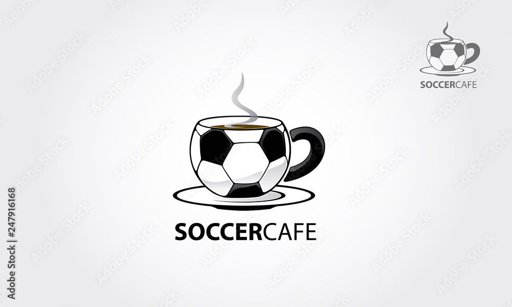 Illustration of an isolated coffee cup icon with a soccer ball Stock ...