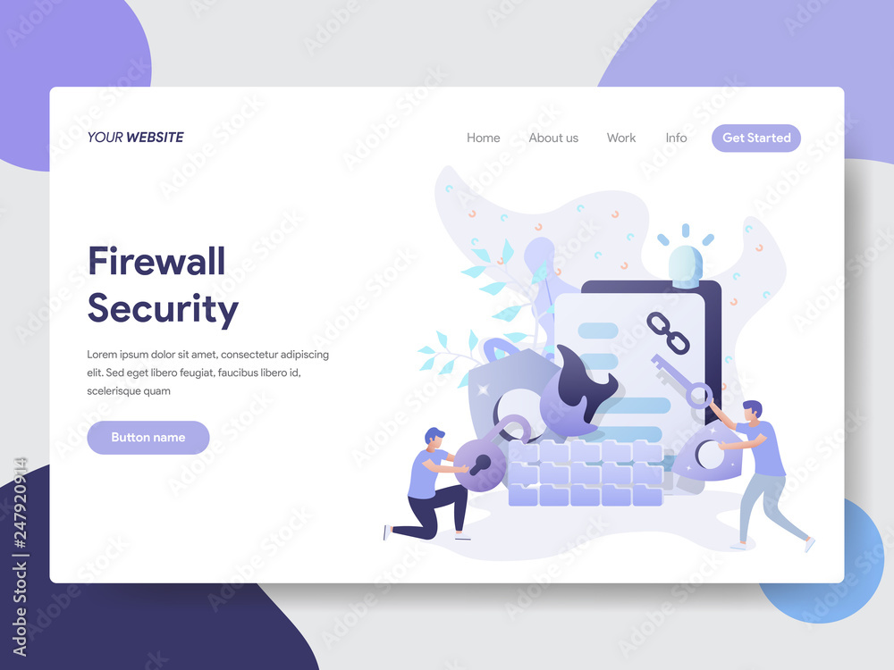Landing page template of Firewall Security Illustration Concept. Modern ...