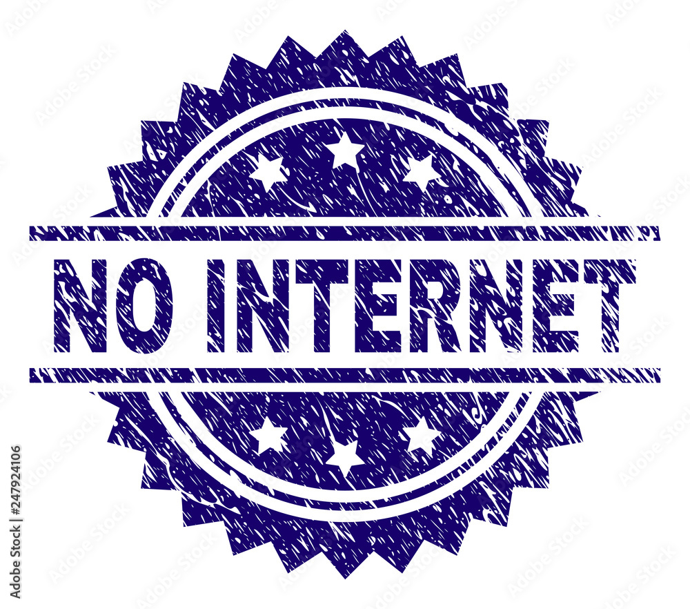 NO INTERNET stamp seal watermark with distress style. Blue vector ...
