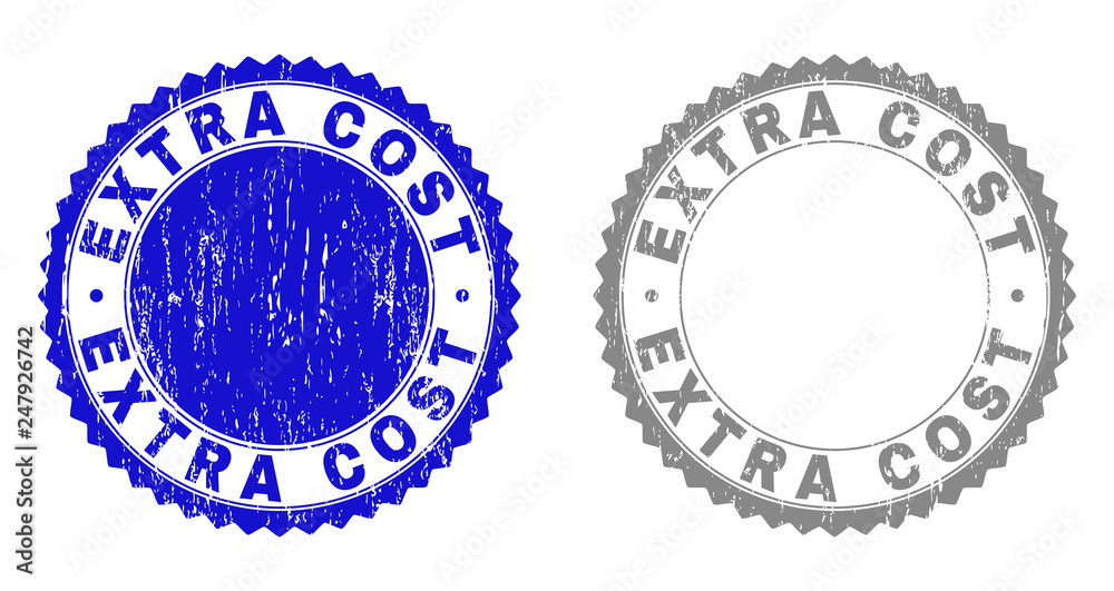 Grunge EXTRA COST stamp seals isolated on a white background. Rosette ...