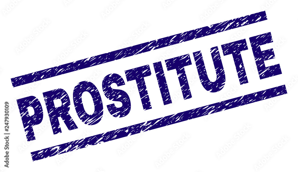 PROSTITUTE seal print with distress style. Blue vector rubber print of ...