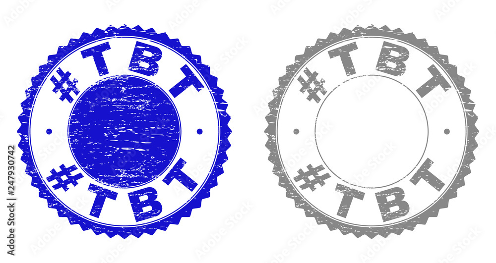 Grunge #TBT stamp seals isolated on a white background. Rosette seals ...