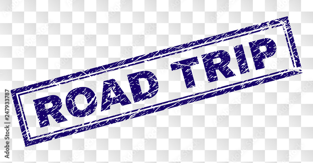 ROAD TRIP stamp seal print with distress style and double framed ...