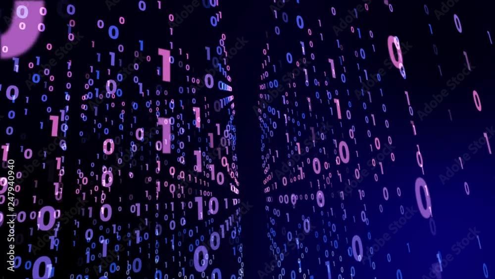 Digital technology with binary digits light path in line data, future ...