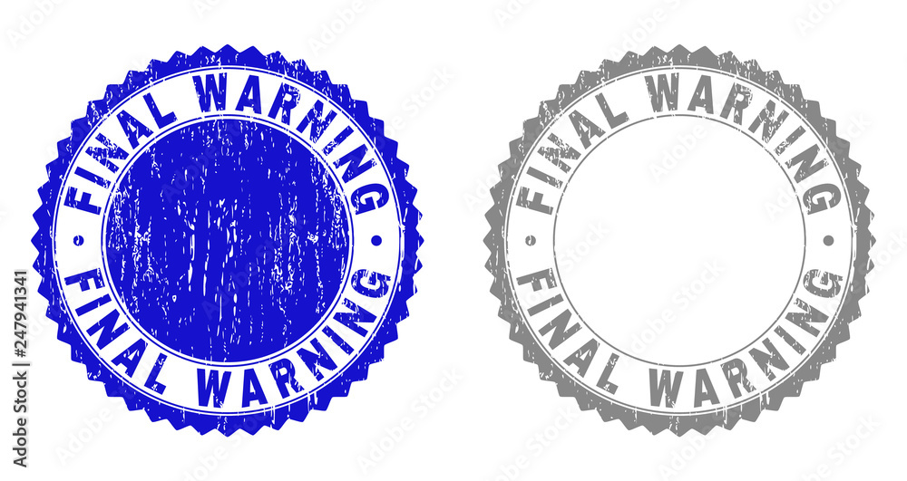 Grunge FINAL WARNING stamp seals isolated on a white background ...