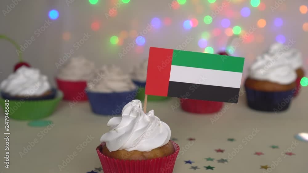 Cupcake with Emirates flag. Public Holiday in United Arab Emirates ...