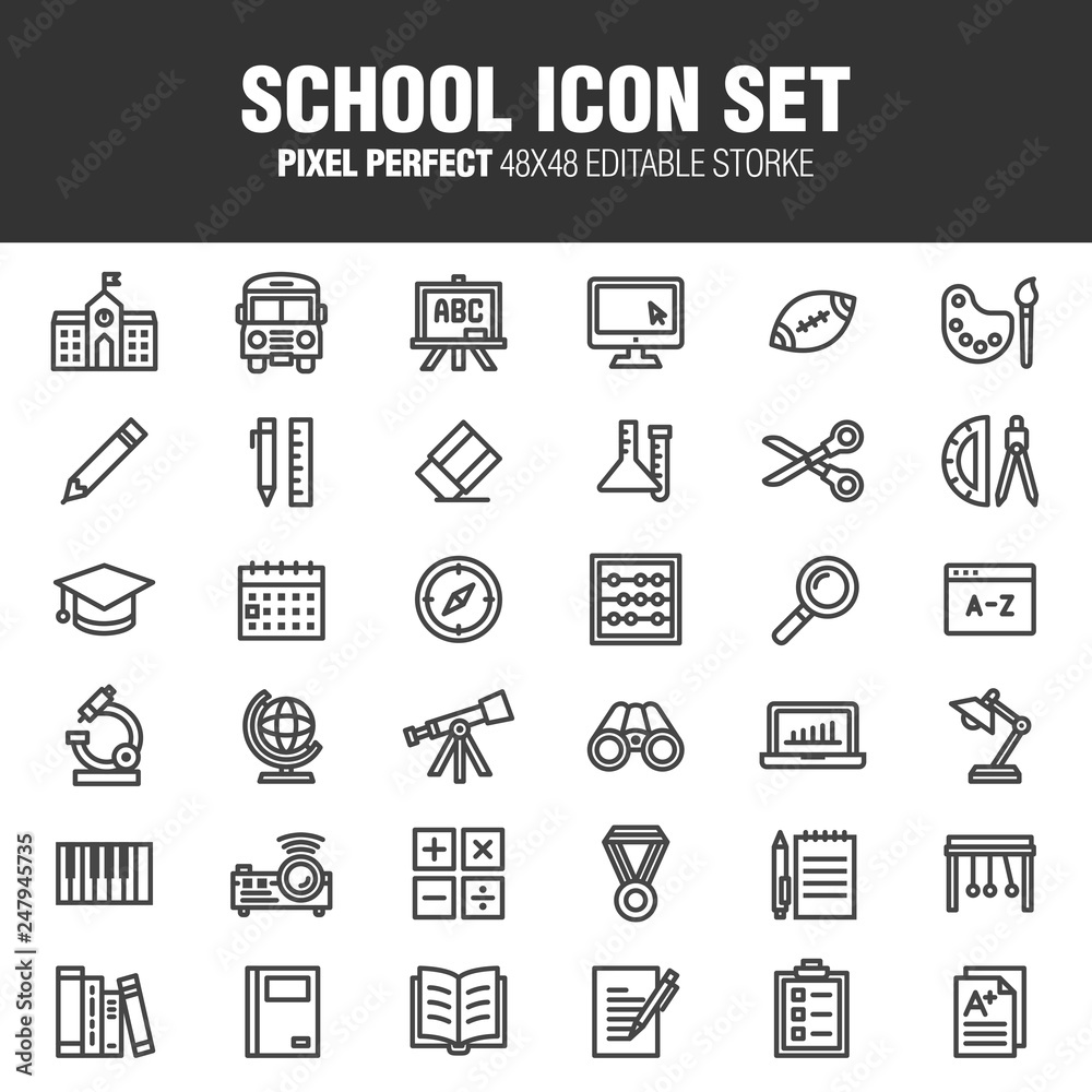 [SCHOOL ICON SET] A set of school and educational icons. Contains icons ...