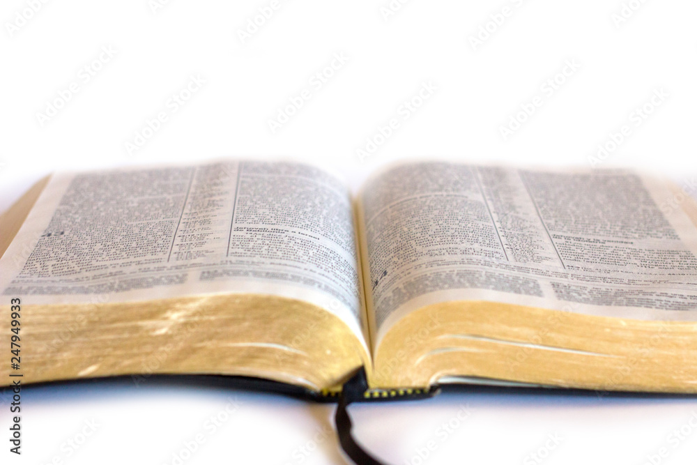 Open Bible isolated on white background Stock Photo | Adobe Stock
