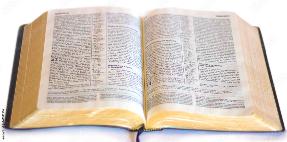 Open Bible isolated on white background Stock Photo | Adobe Stock
