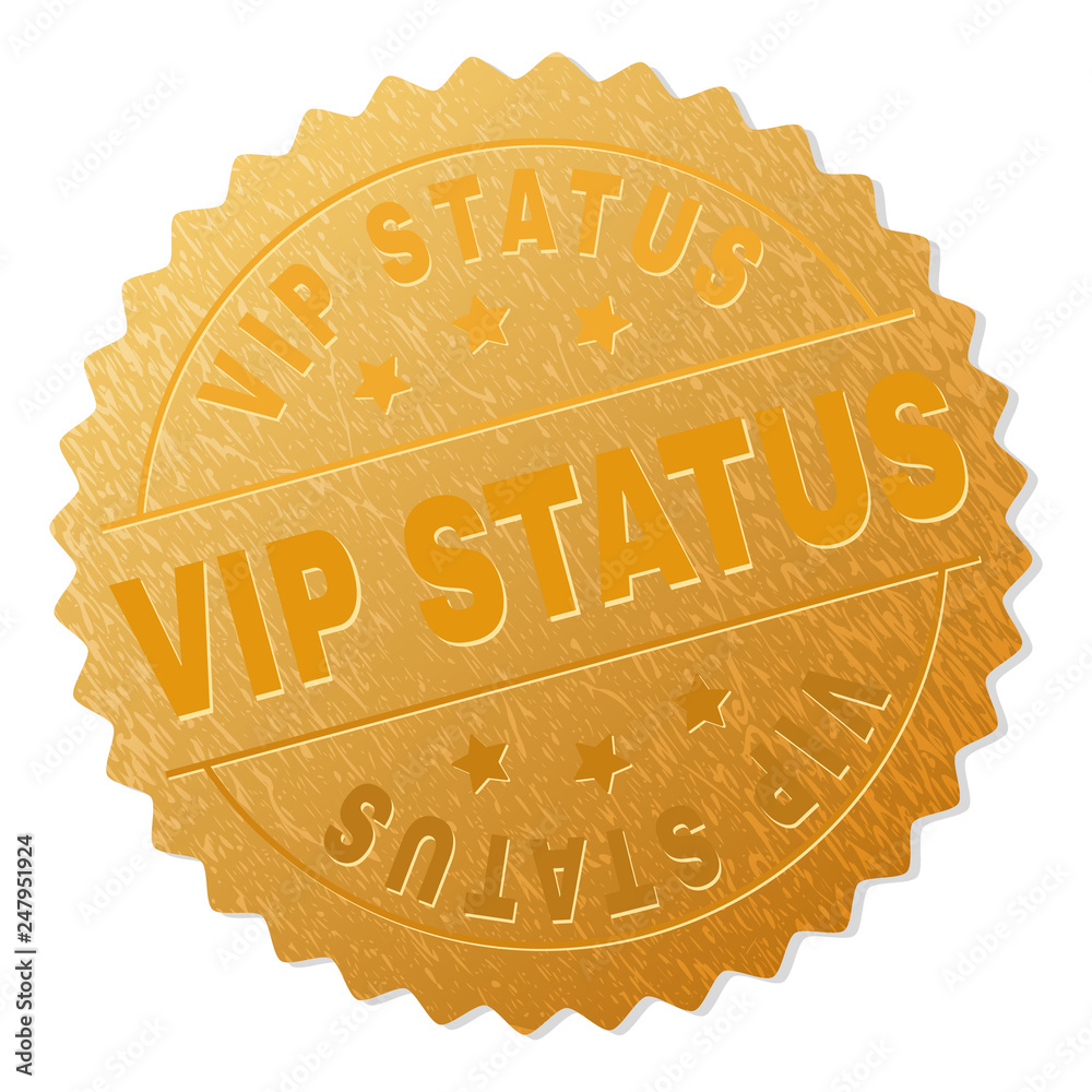 VIP STATUS gold stamp award. Vector golden award with VIP STATUS ...