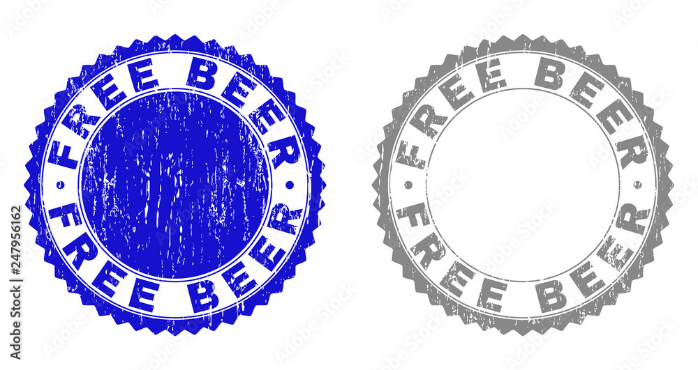 Grunge FREE BEER stamp seals isolated on a white background. Rosette ...