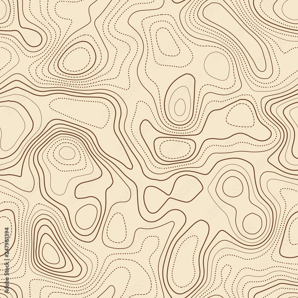 Topographic map lines. Actual topographic map. Seamless design, fine ...