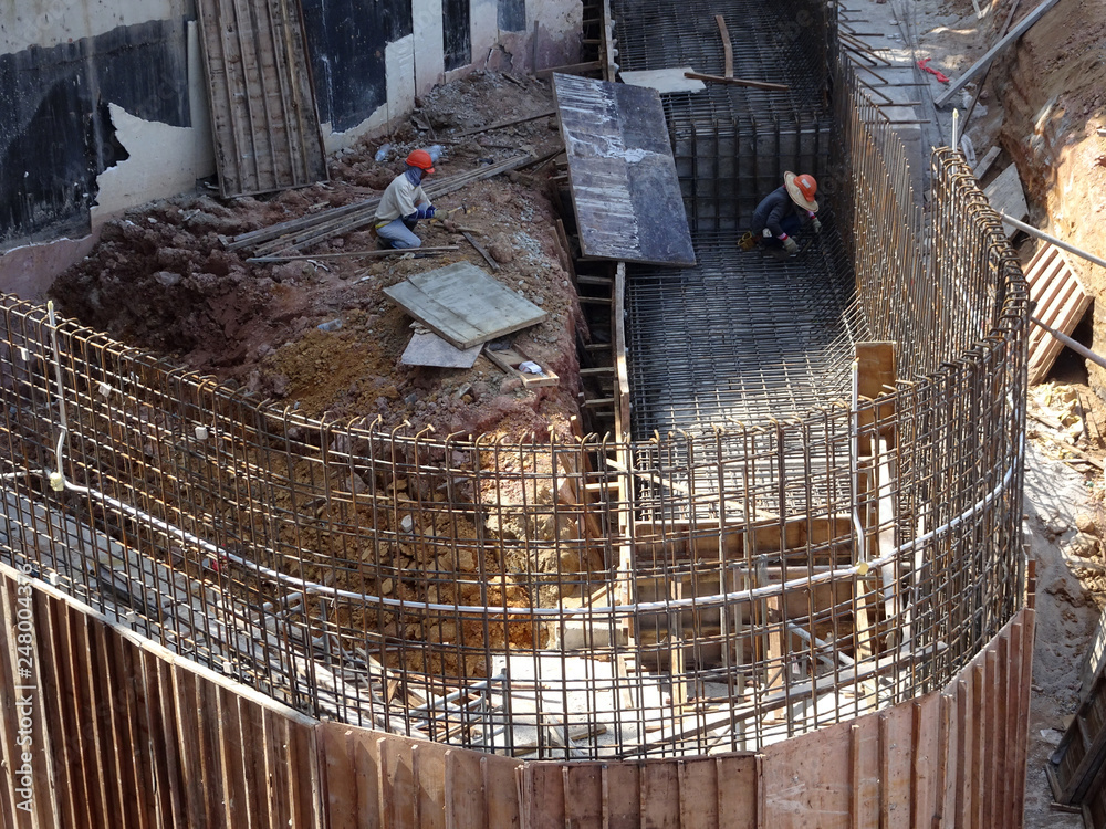 Construction Workers Working At The Construction Site In Malaysia