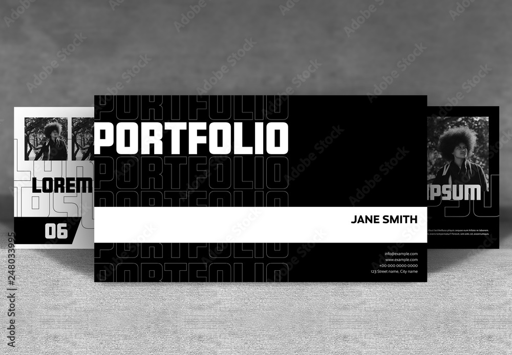 Black and White Portfolio Layout Stock Template | Adobe Stock