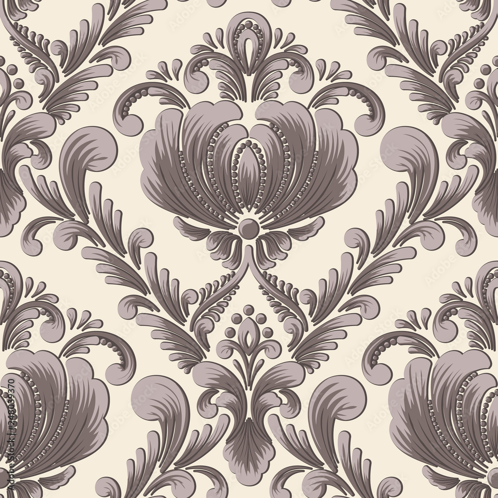 Vector damask seamless pattern element. Classical luxury old fashioned ...