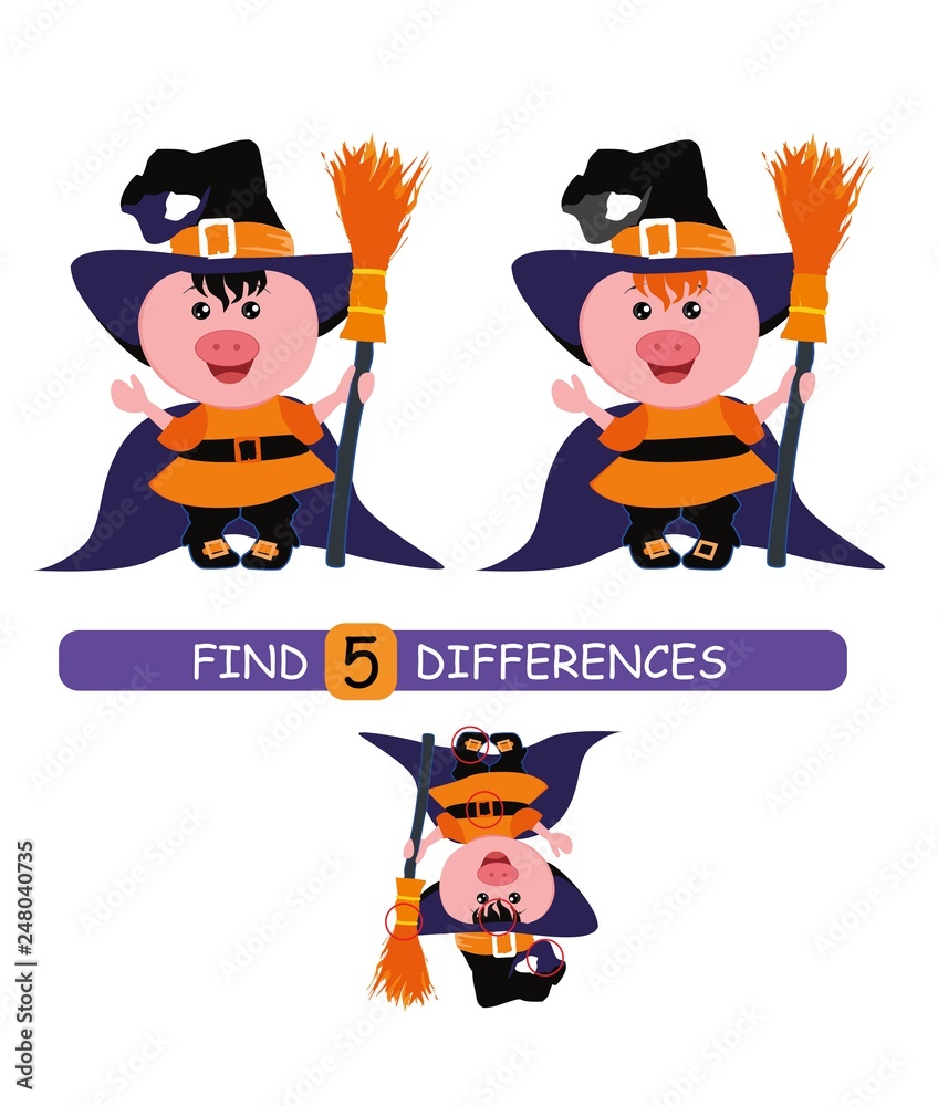 Find differences between pictures. Vector cartoon educational game ...