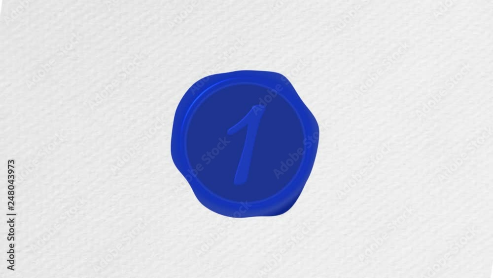 Blue Wax Seal Stamp Numbers Counting Up 1 to 10 with Paper Texture ...