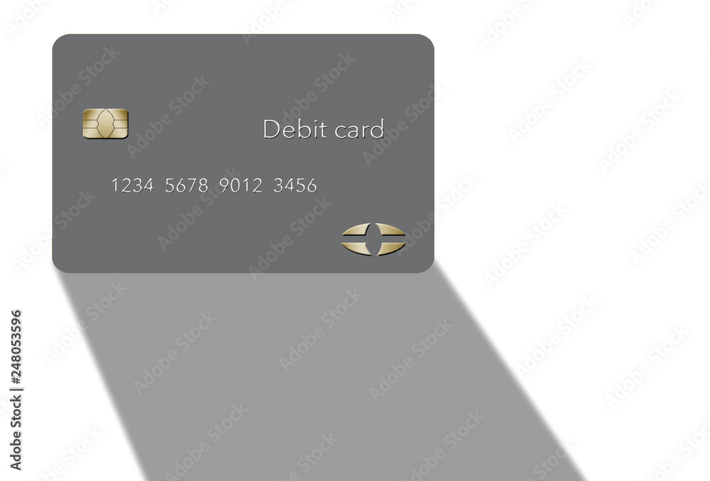 A debit card casts a shadow in this minimalist image with limited color ...