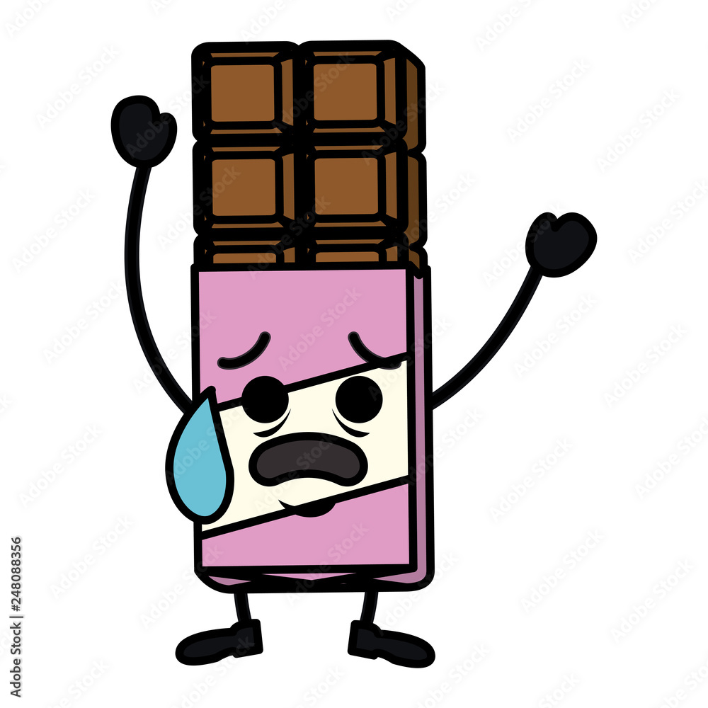 chocolate bar crying kawaii character Stock Vector | Adobe Stock