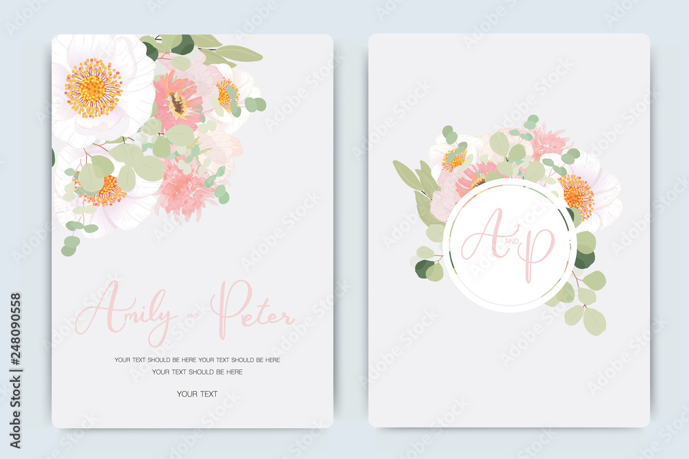 Wedding Invitation, floral invite thank you, rsvp modern card Design in ...
