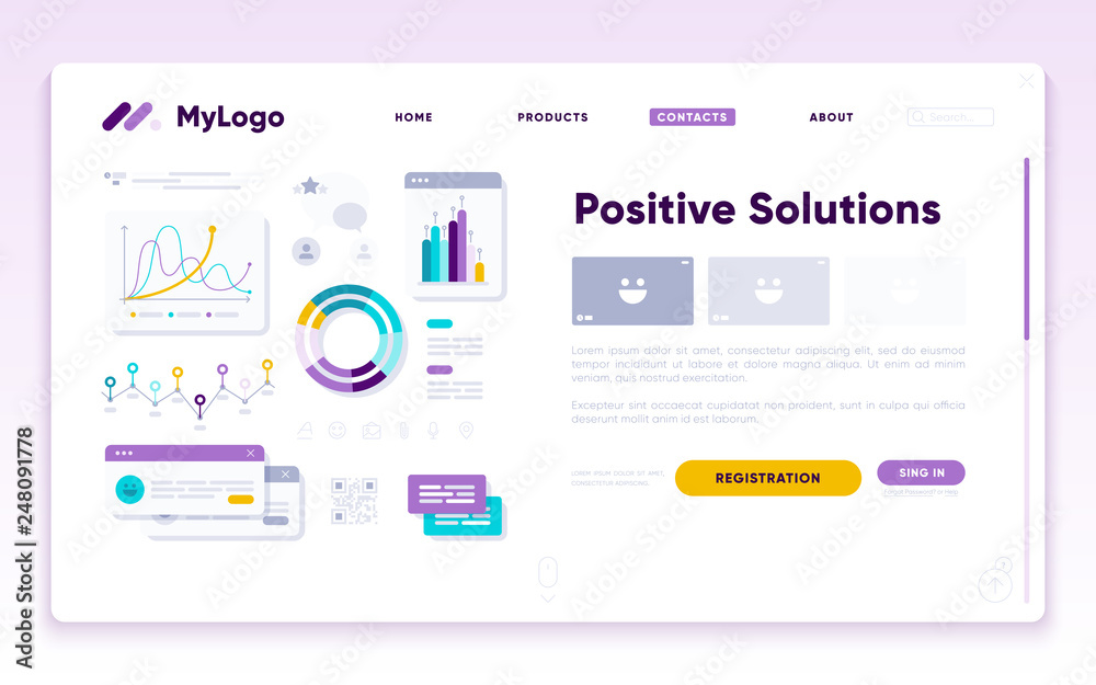 Vetor de Ui dashboard. Ux app kit with finance graphs, interface, chart ...
