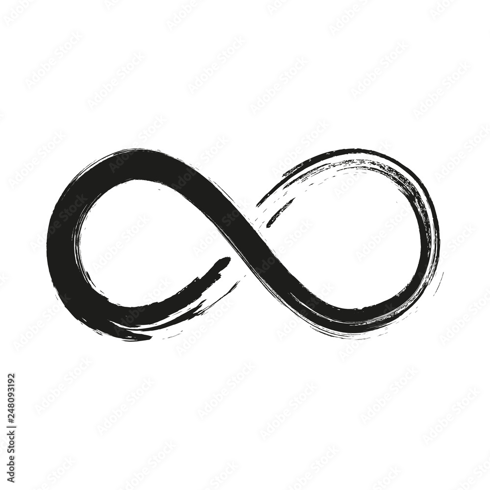 Grunge infinity symbol. Hand painted with black paint. Grunge brush ...