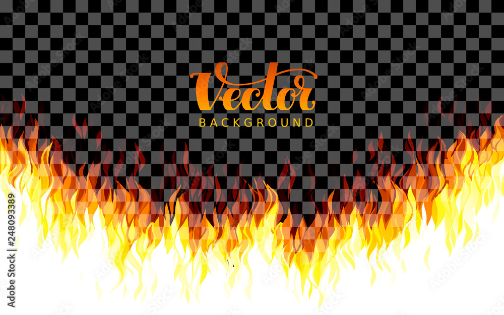 Realistic transparent vector fire flames on transparent background ...