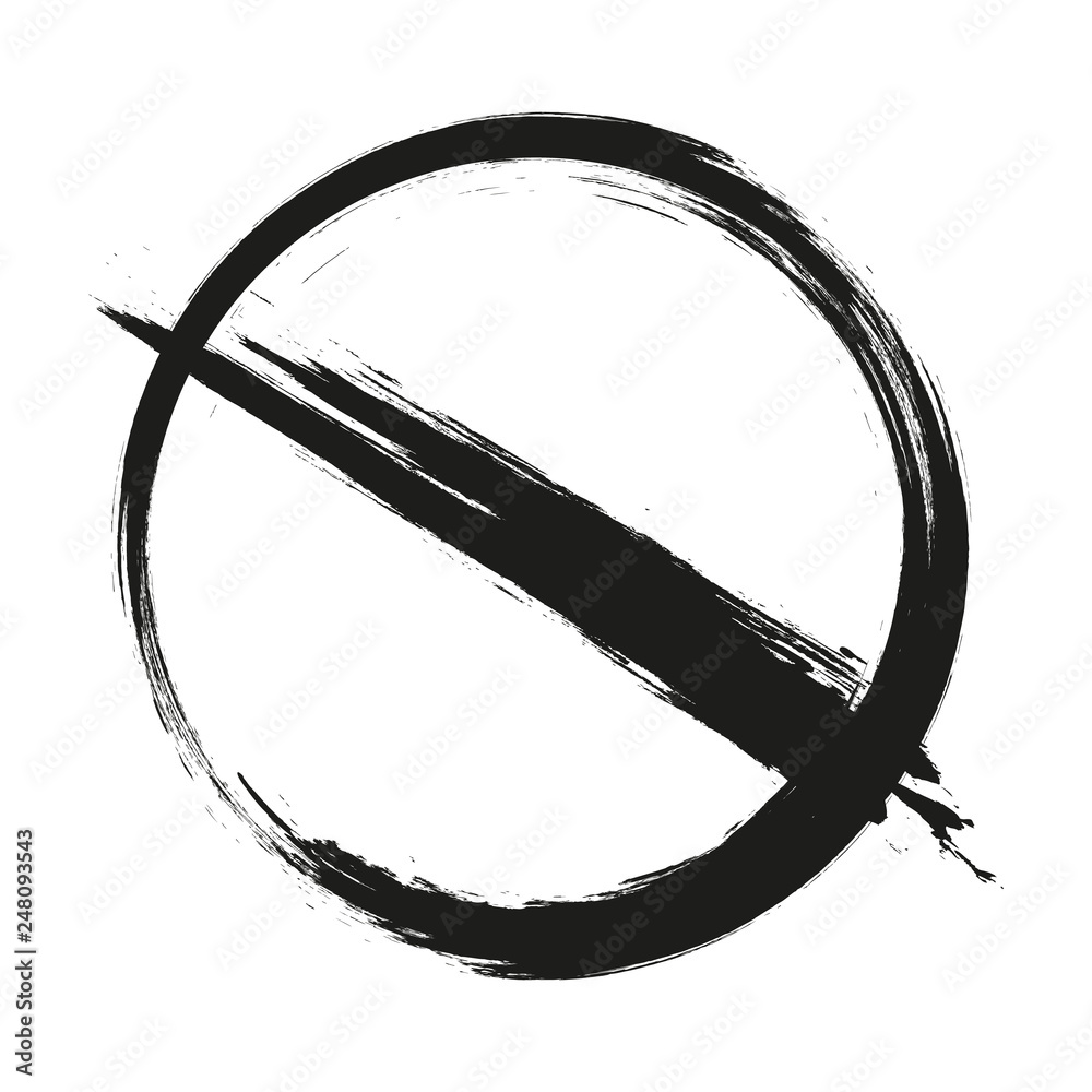 Brush painted sign no, hand drawn style illustration with a grunge ...