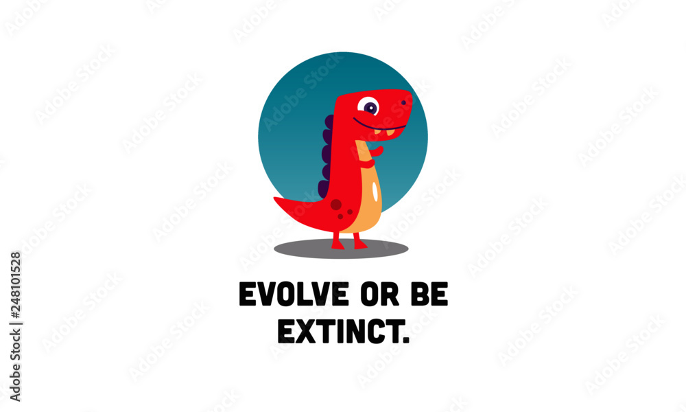 Evolve or be extinct Motivational Quote Poster Design with Dinosaur ...