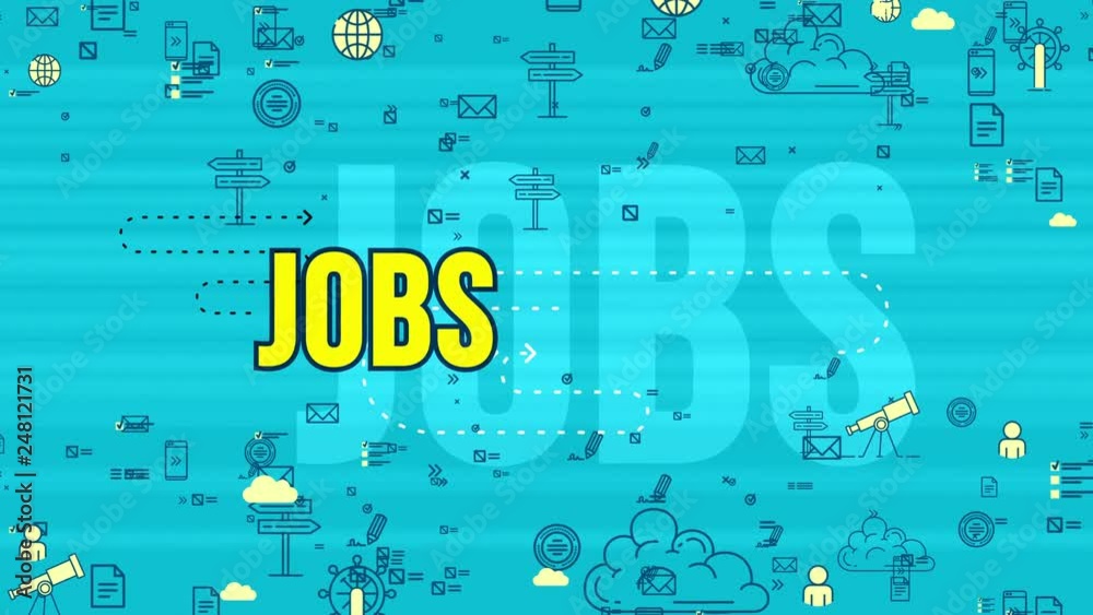 Vidéo Stock Cheerful 3d rendering of a yellow job word moving aside ...