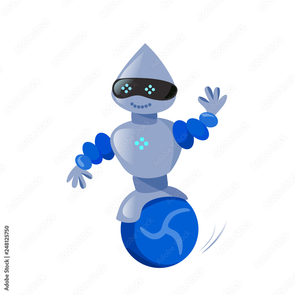 cartoon robot on a wheel Stock Vector | Adobe Stock