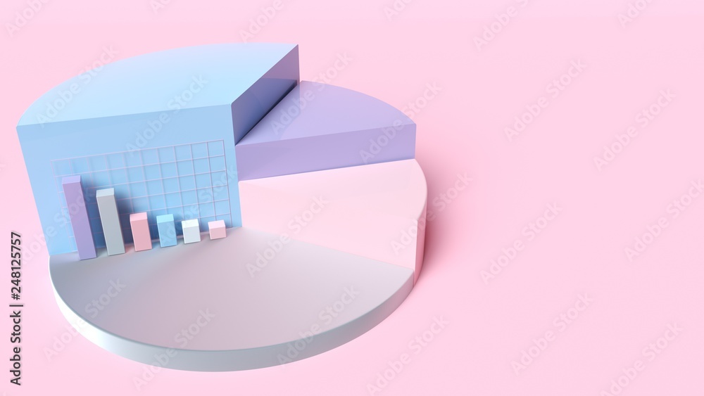 Colorful Statistics, Pie And Column Charts - Isolated On The Pink ...