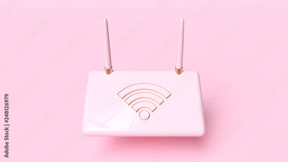 Pink Minimal Modern Wifi Router (Modem) Isolated On The Pink Background ...