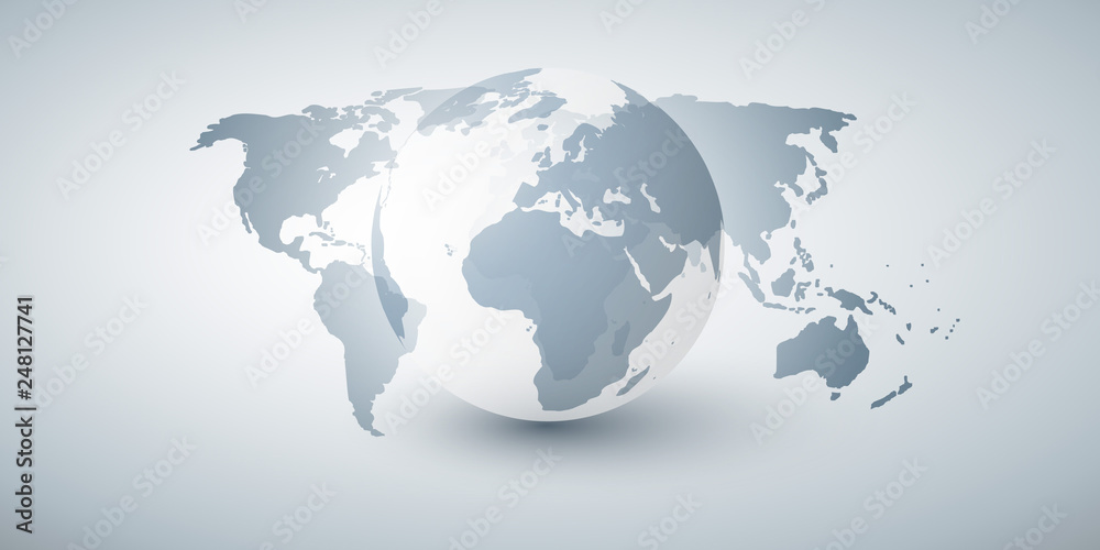 Earth Globe and World Map Design Layout- Global Business, Technology ...