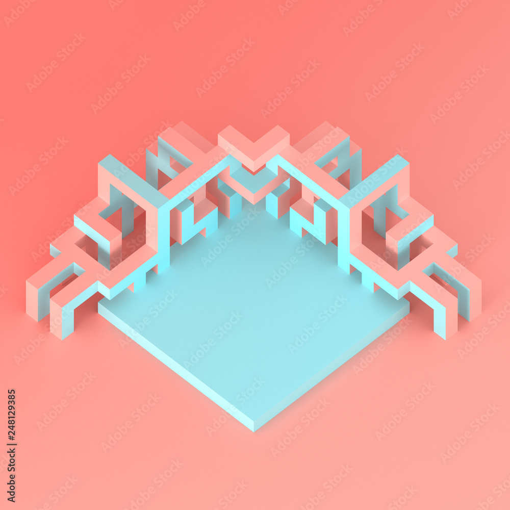 Abstract Isometric Arrangement Of An Expanding Cube 3d Illustration Stock Illustration Adobe Stock
