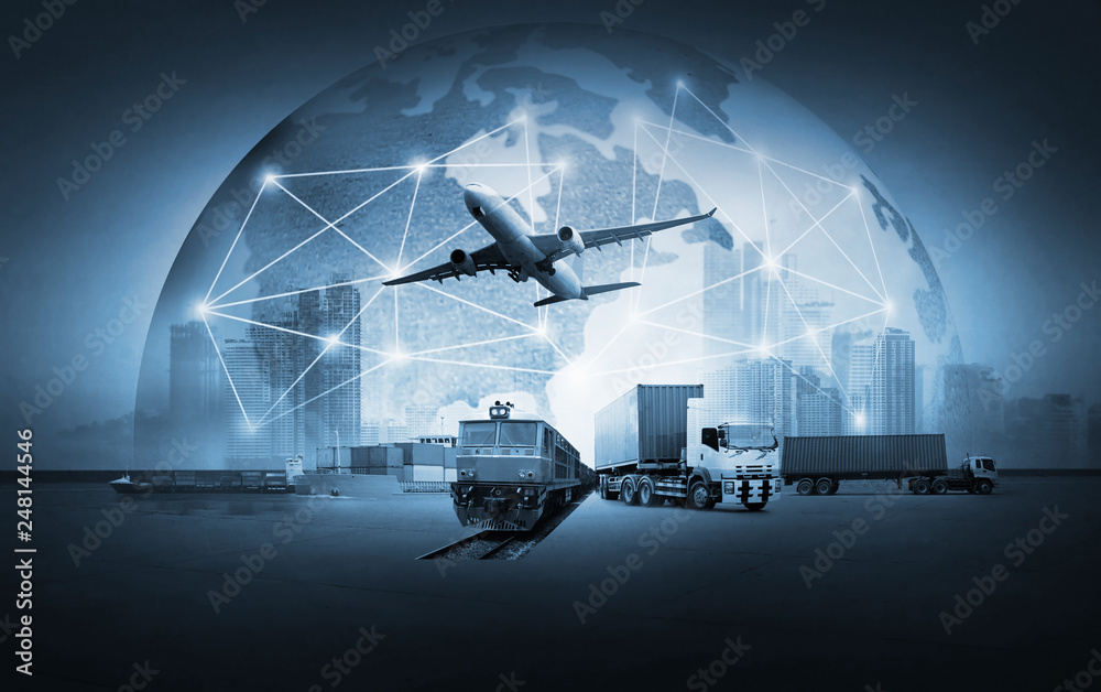 Abstract image of the world logistics, there are world map background ...
