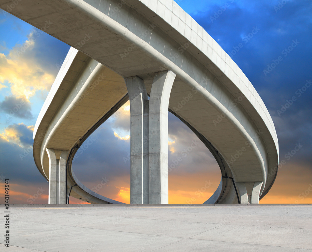 The curve of suspension bridge, expressway. Stock Photo | Adobe Stock