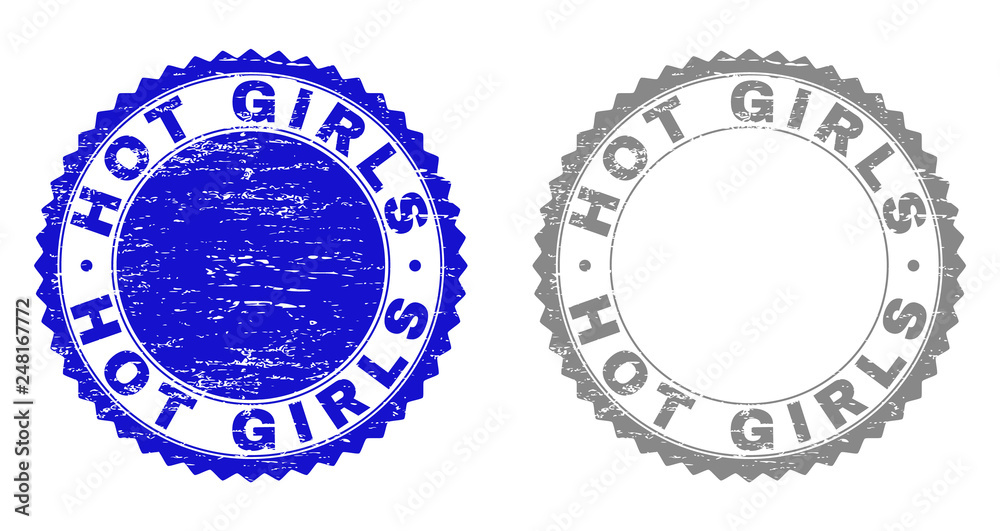 Grunge HOT GIRLS stamp seals isolated on a white background. Rosette ...