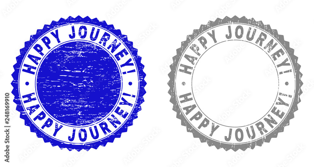 Grunge HAPPY JOURNEY! stamp seals isolated on a white background ...