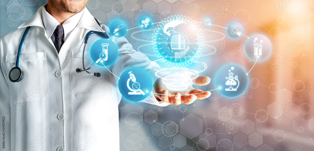 Medical Healthcare Research and Development Concept. Doctor in hospital ...