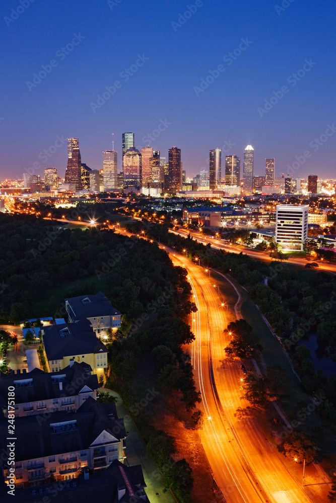 City Lights of Downtown Houston at Dusk Stock Photo | Adobe Stock