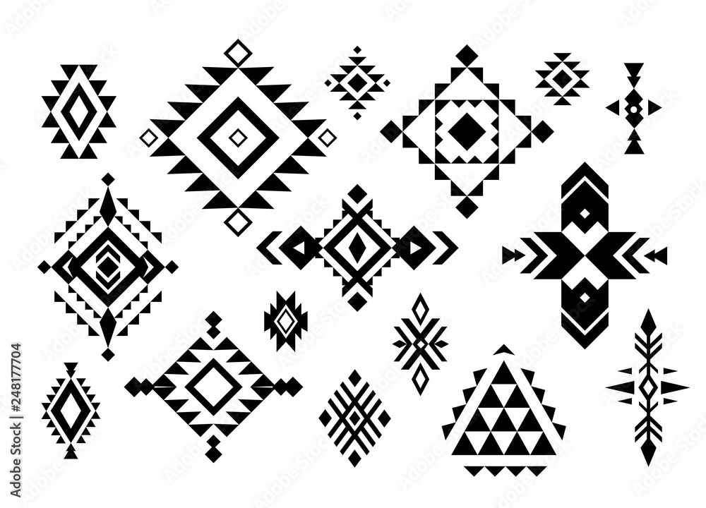 Aztec/ Tribal shapes, symbols collection vector set Stock Vector ...