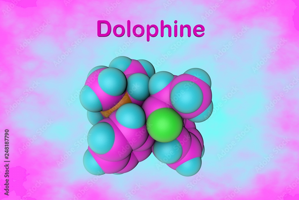 Molecular structure of dolophine. Atoms are represented as spheres with ...