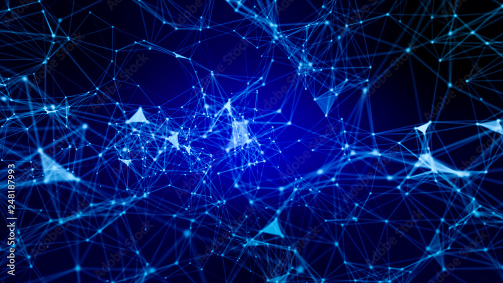 Blurry abstract 3d Rendering Abstract Background blue Network concept ...
