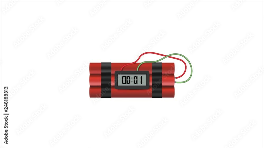 Animation of time bomb blast. Dynamite with a timer. Big bang. HD ...