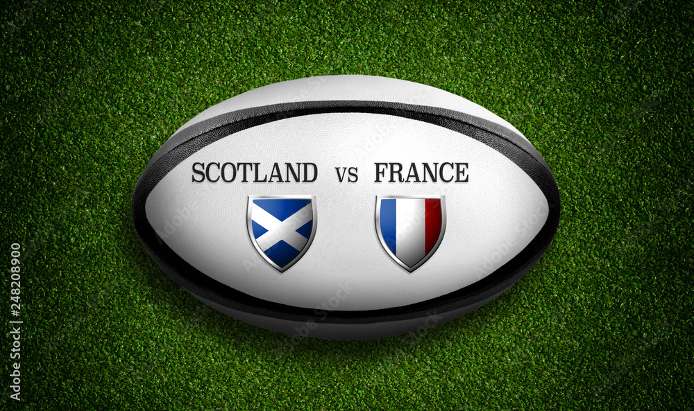 Rugby Match schedule, Scotland vs France, flags of countries and rugby ...