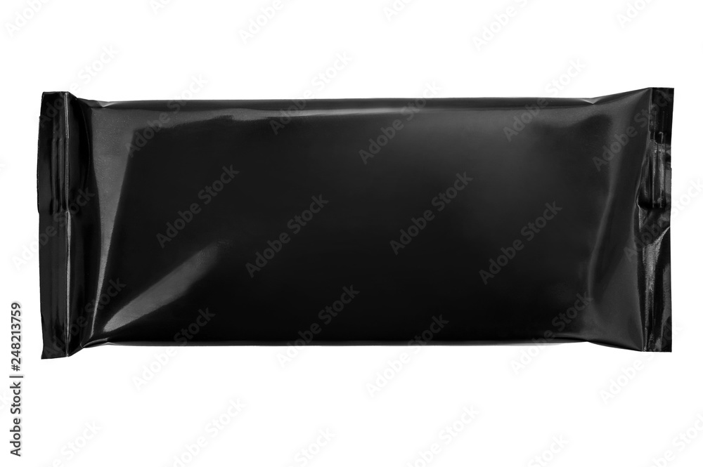 Chocolate bar black package isolated on white. Stock Photo | Adobe Stock
