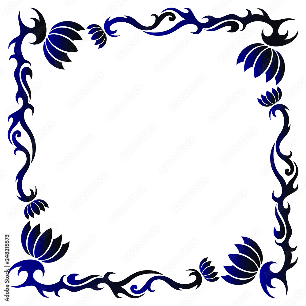 Blue Tribal Flower Tattoo