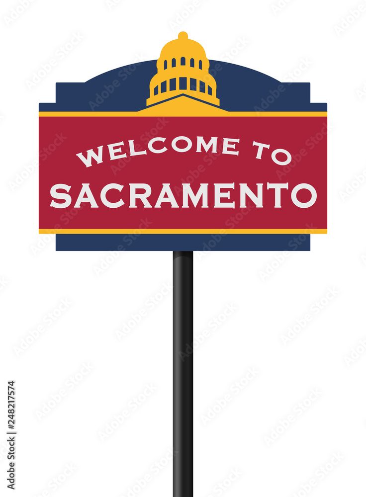 Welcome to Sacramento road sign Stock Vector | Adobe Stock
